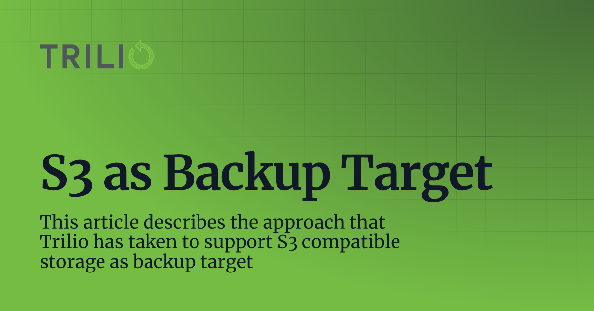 S3 As Backup Target Trilio For Kubernetes